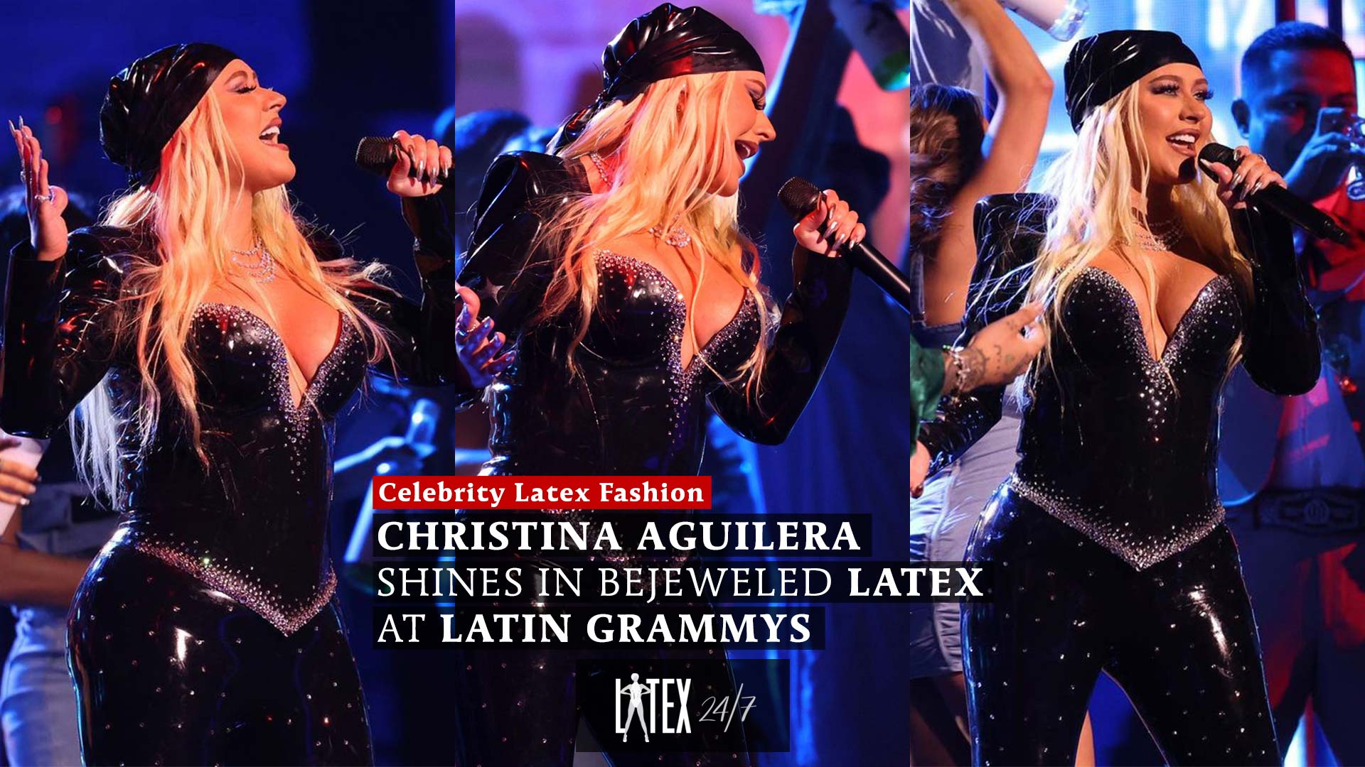 Christina Aguilera Shines in Bejeweled Latex at Latin Grammys Christina Aguilera Shines in Bejeweled Latex at Latin Grammys